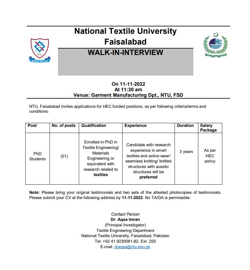 WALK IN INTERVIEW | NTU