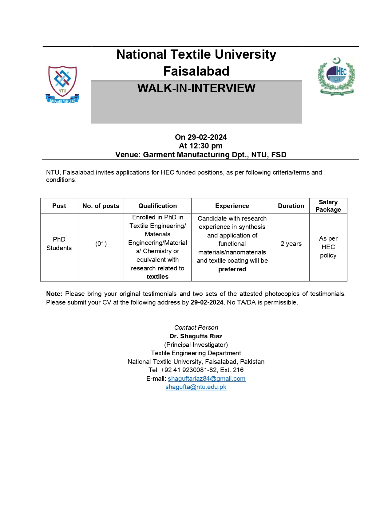 Walk-In-Interview | NTU
