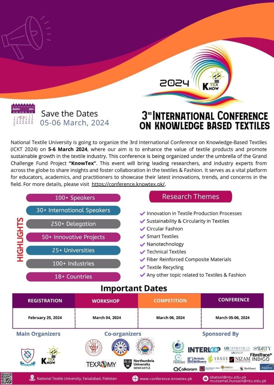 International Conference on Knowledge-Based Textiles set to begin on ...